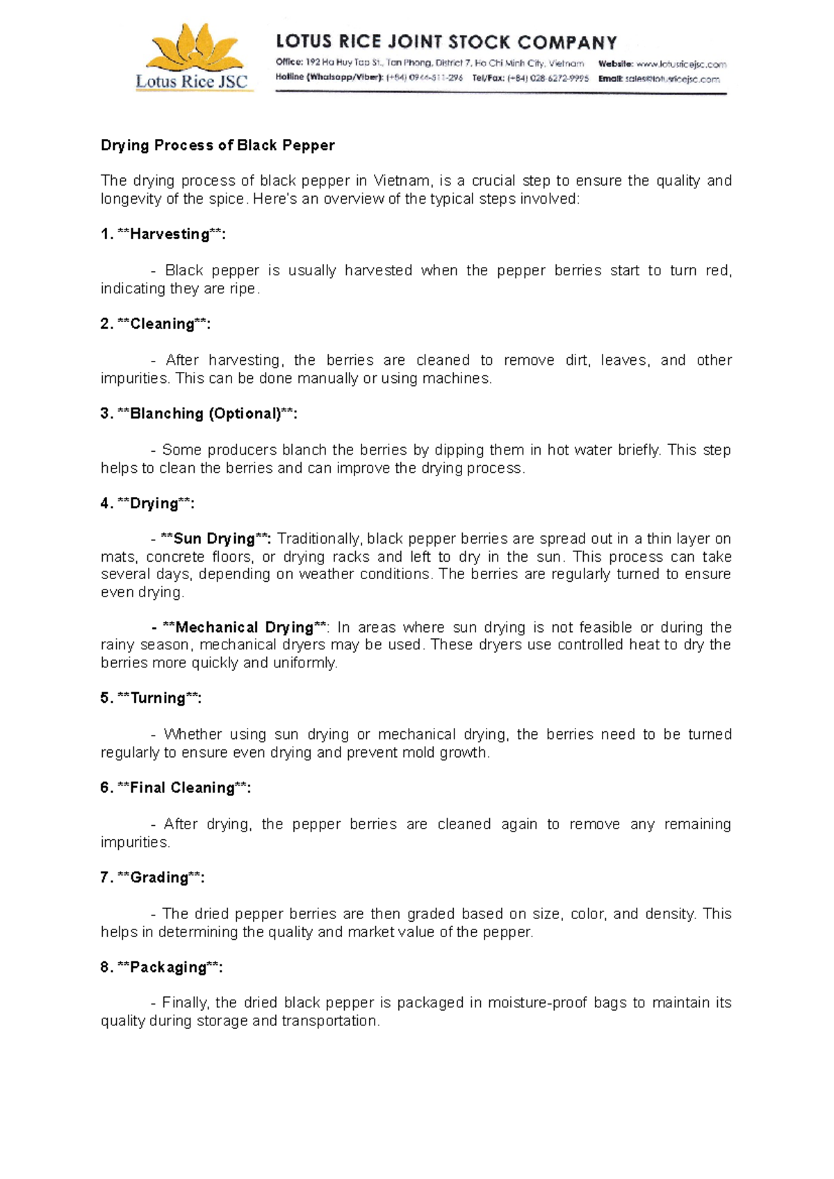 Drying Process of Black Pepper - Here’s an overview of the typical ...