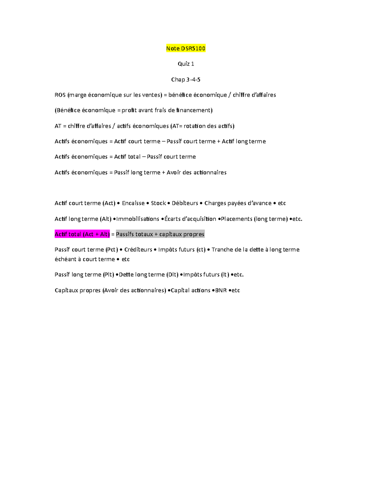 Note DSR5100 quiz1 - Notes - Note DSR Quiz 1 Chap 3-4- ROS (marge ...