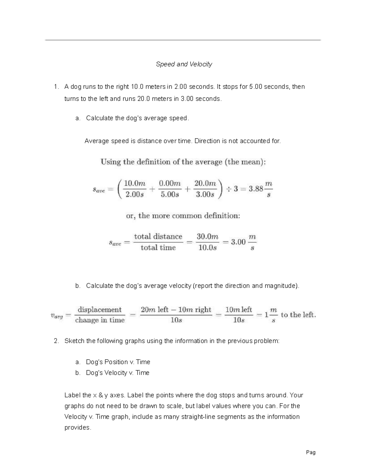 4A Speed And Velocity Speed And Velocity A Dog Runs To The Right 10