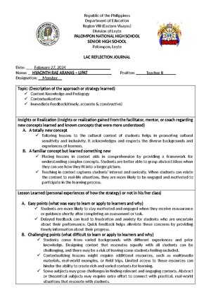 LAC-Reflection-Journal - Republic of the Philippines Department of ...