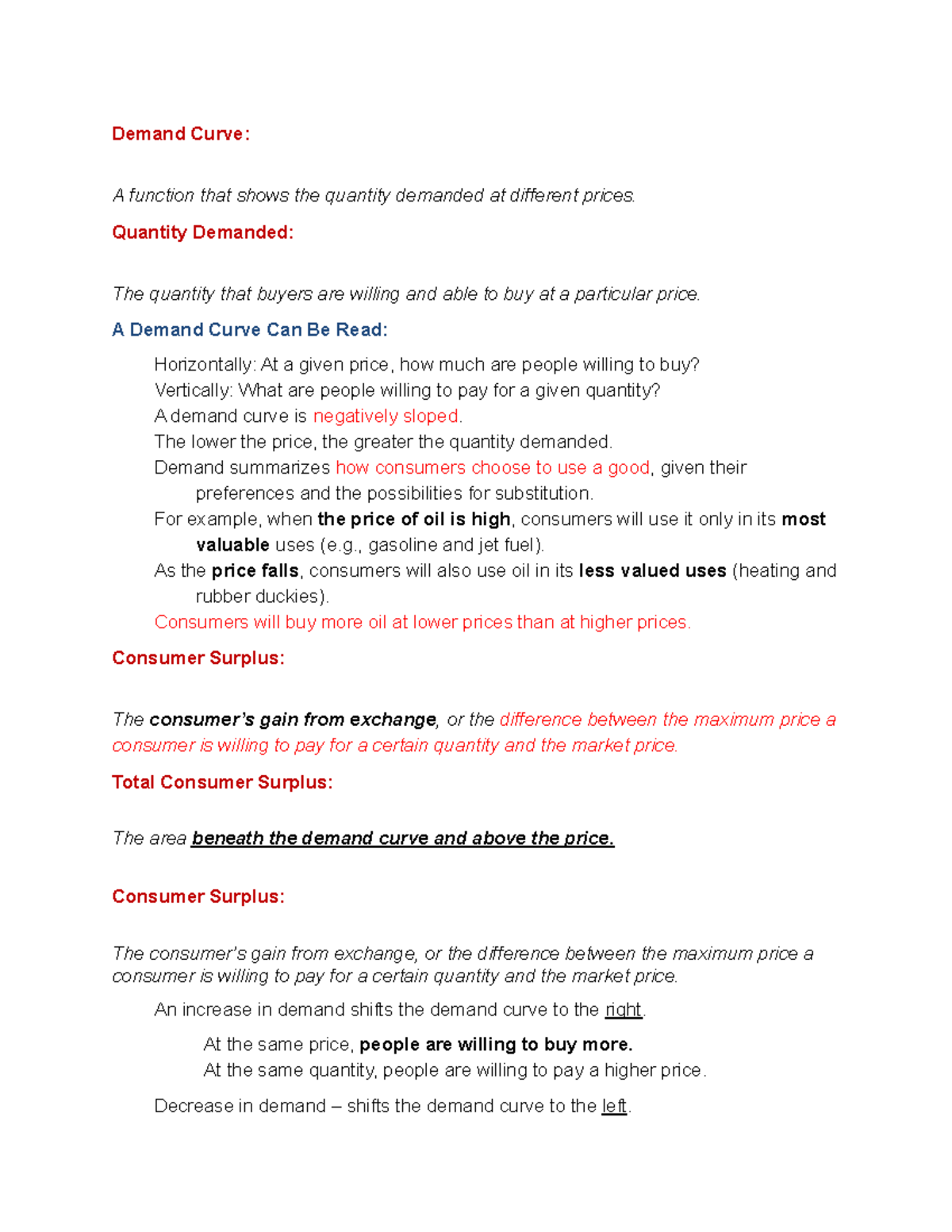 Econ Chapter 2 Supply and demand notes - Demand Curve: A function that ...