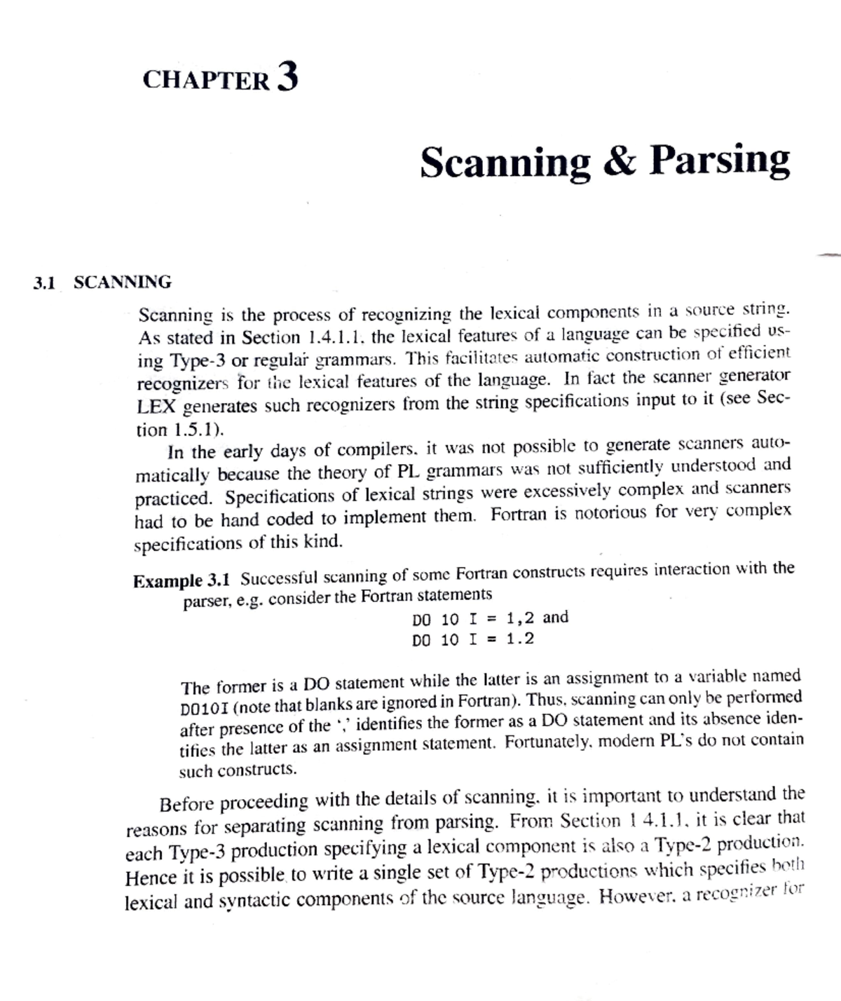 Module 2- Scanning and Parsing - CHAPTER Scanning & Parsing 3. SCANNING Scanning is the process ...