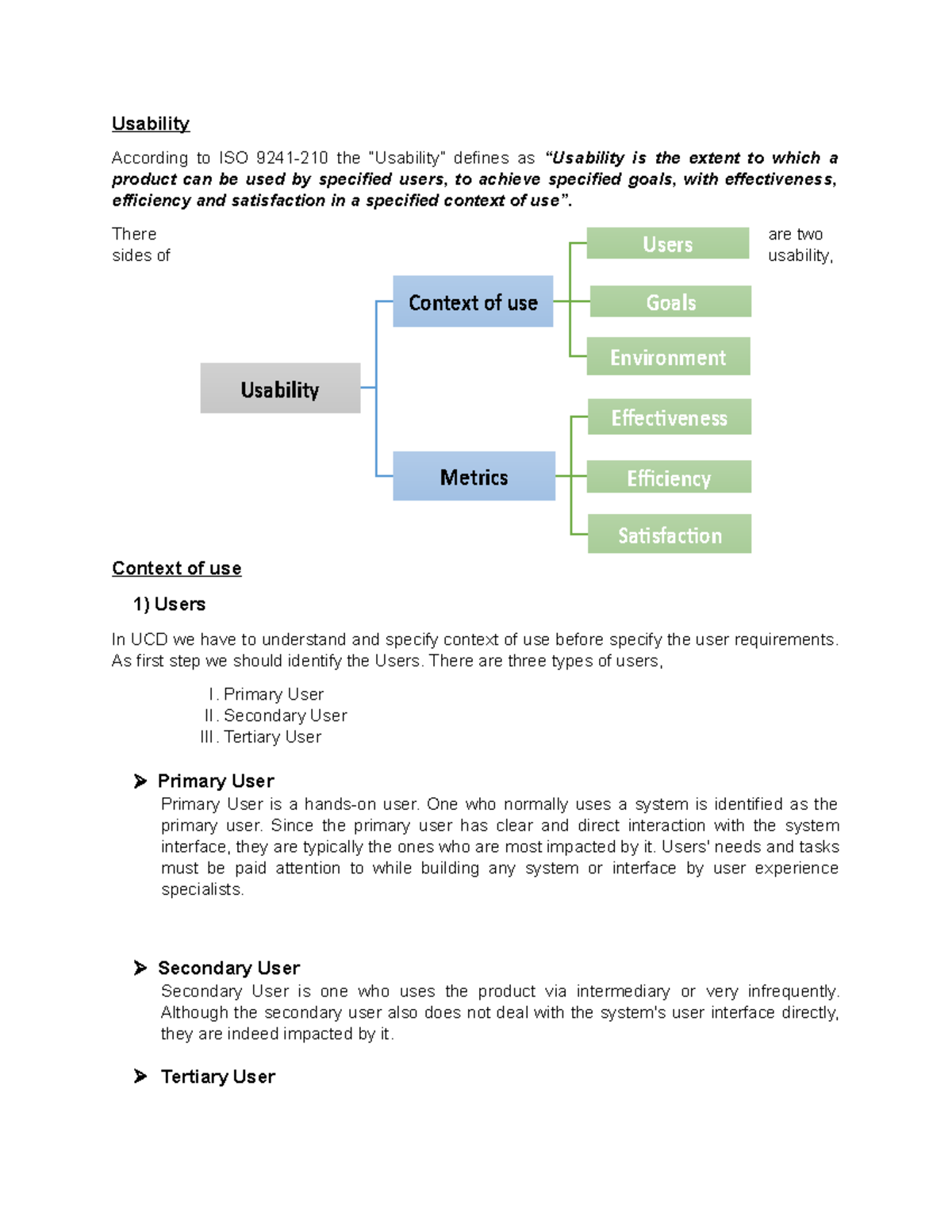 Context Of Use Usability Context Of Use Users Goals Environment Metrics Effectiveness