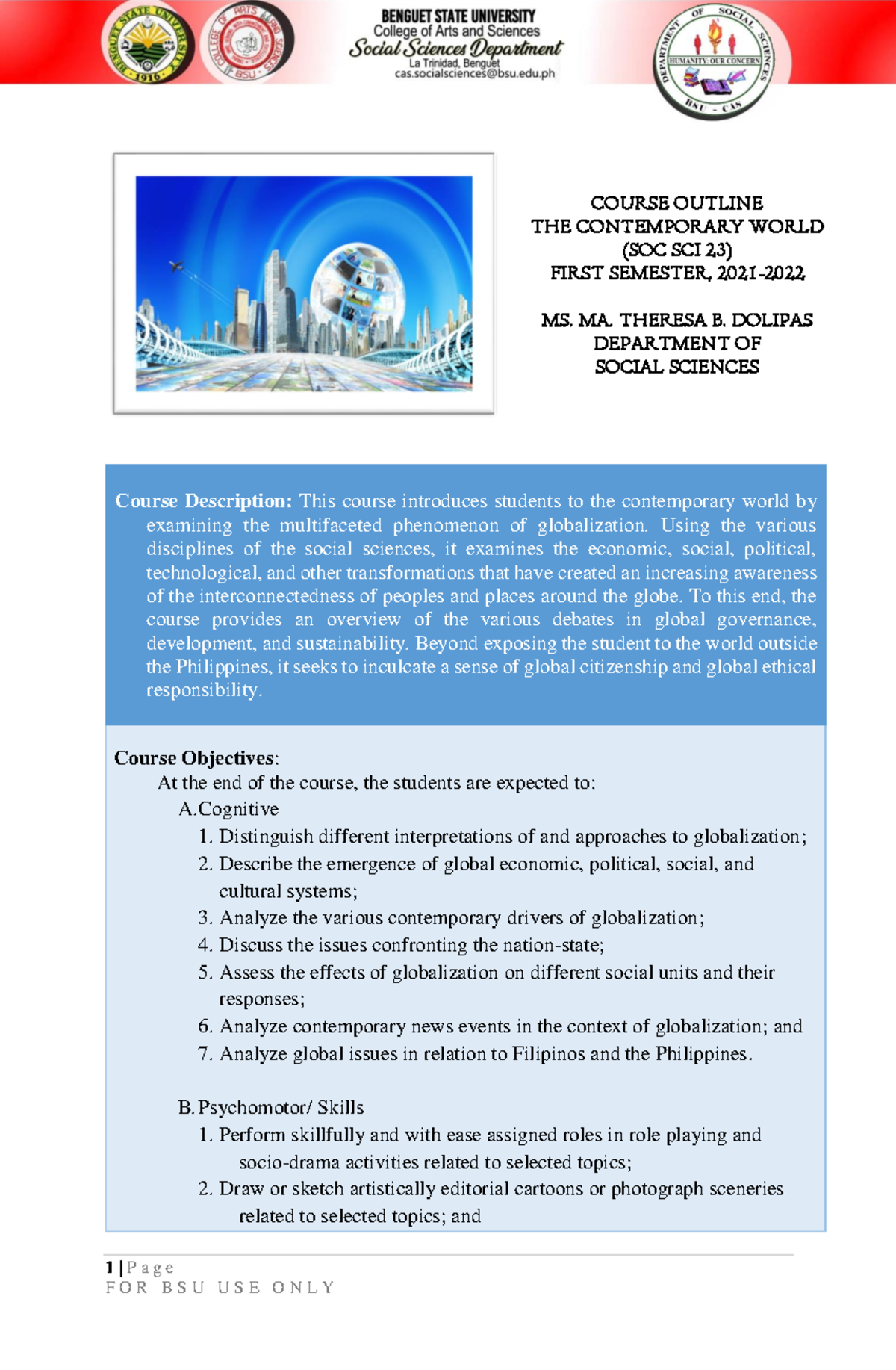 Course Outline Syllabus 1 P A G E Course Description This