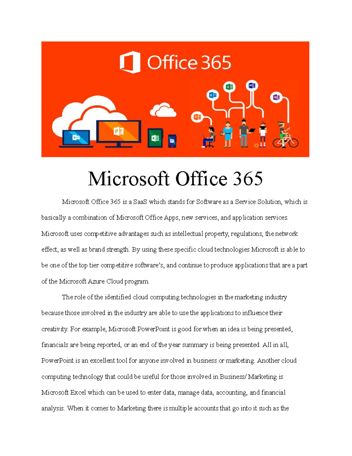 Cloud Computing - bit 200 assignment - Microsoft Office 365 Microsoft ...