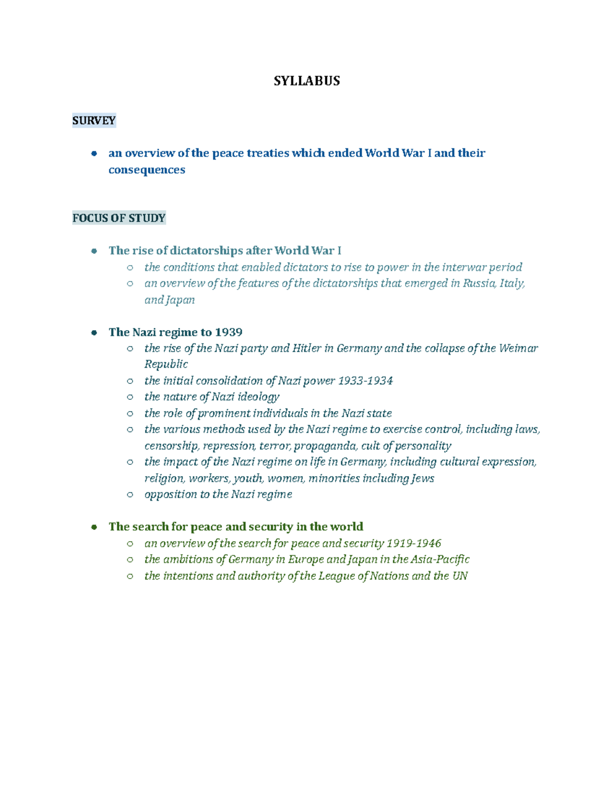 CORE Study Power and Authority in the Modern World - SYLLABUS SURVEY an ...