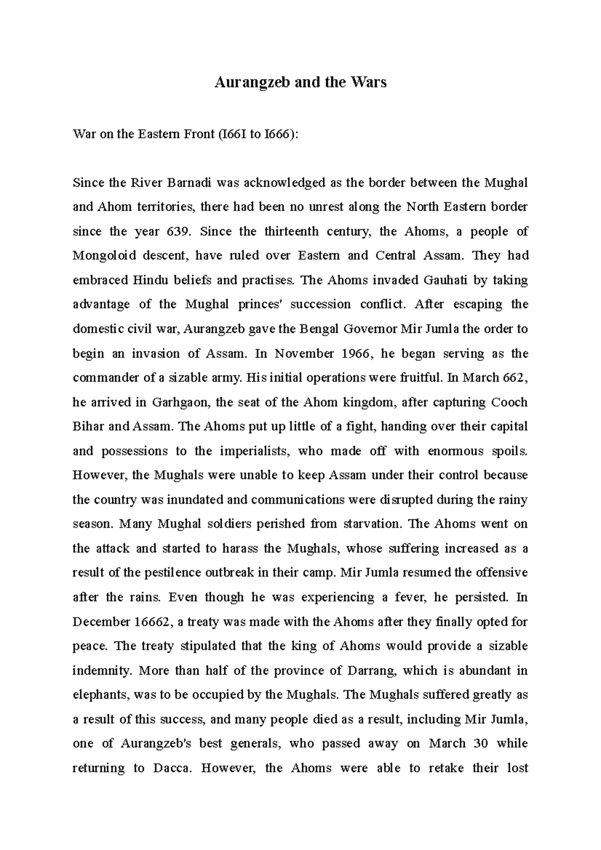 Aurangzeb and the Wars - Since the River Barnadi was acknowledged as ...