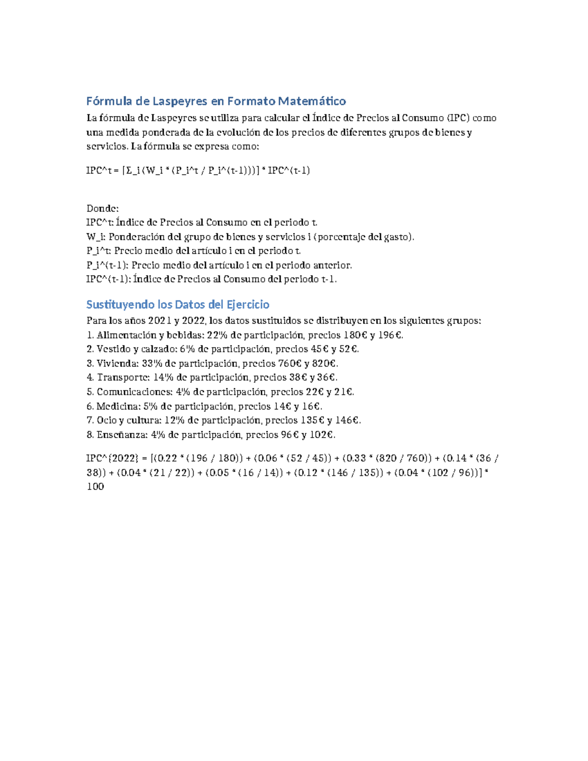 Formula laspeyres full - Fórmula de Laspeyres en Formato Matemático La ...
