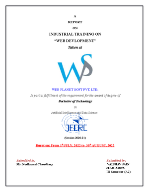 Training report C - CHAPTER- INTRODUCTION C is a general-purpose programming language that is ...