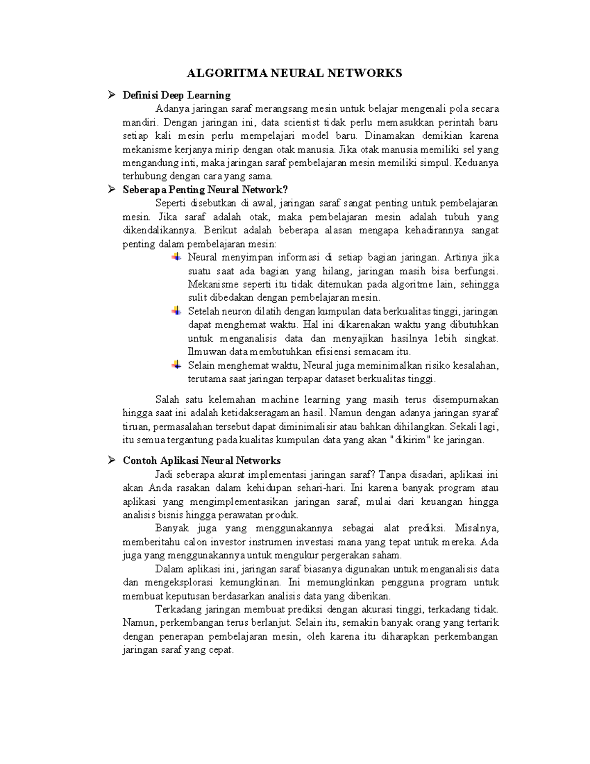 Resume Neural Networks - ALGORITMA NEURAL NETWORKS Definisi Deep Learning Adanya jaringan saraf ...