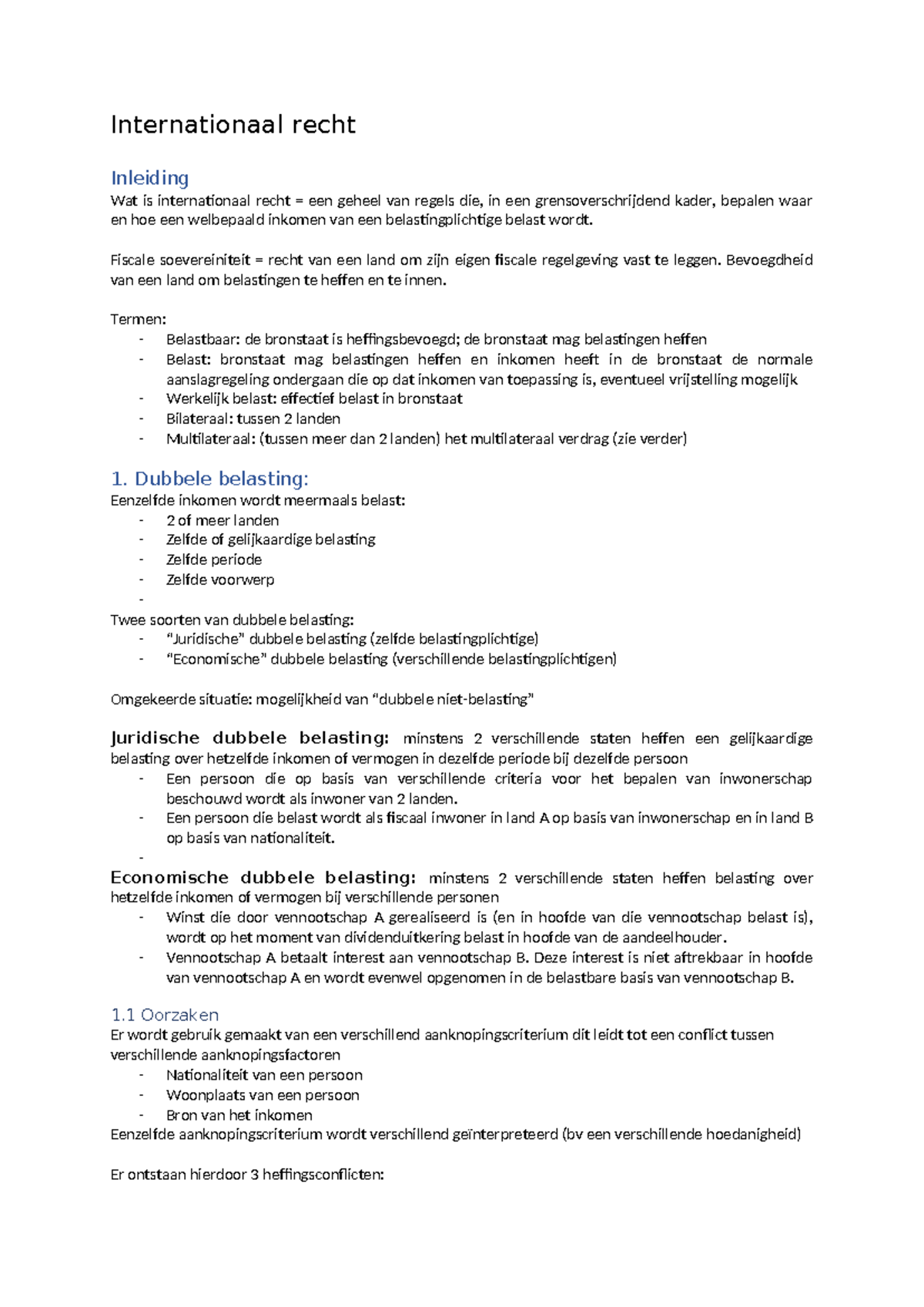 Internationaal recht - Fiscale soevereiniteit = recht van een land om ...