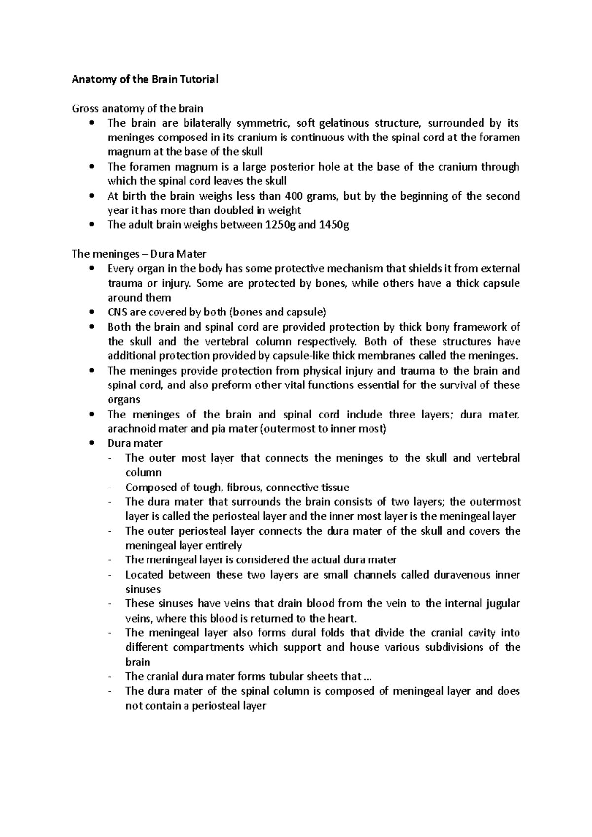 Introduction into Anatomy of the Brain Tutorial - Anatomy of the Brain ...
