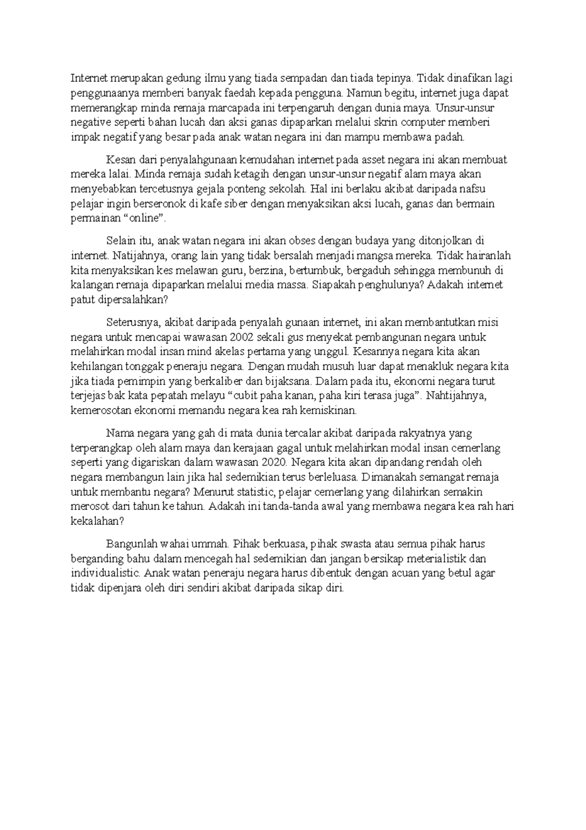 Karangan Keburukan Internet - Internet merupakan gedung ilmu yang tiada ...