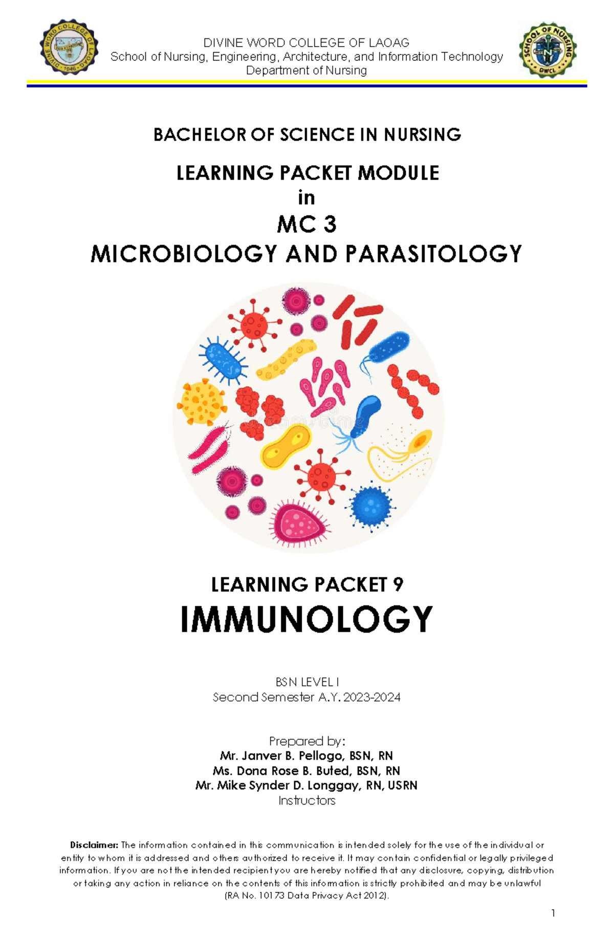 MC3 Learning Packet 9 - Lecture - School of Nursing, Engineering, Architecture, and Information ...