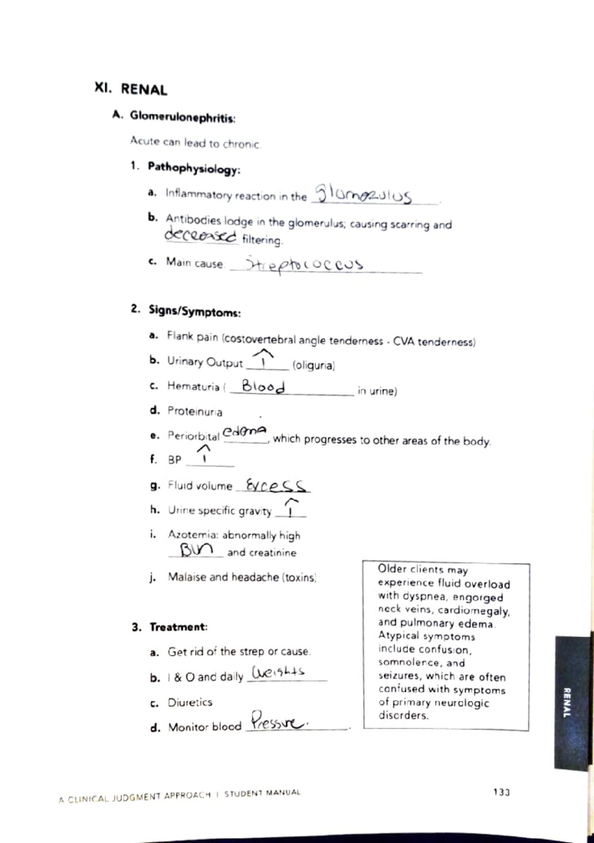 Renal note pages - NUR 206 - Studocu