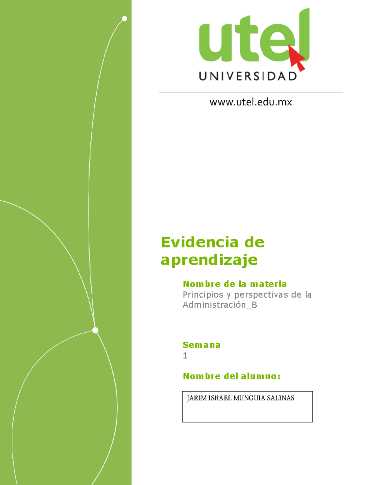 Principios y perspectivas de la administración B S1 P UTEL Jarim Israe ...