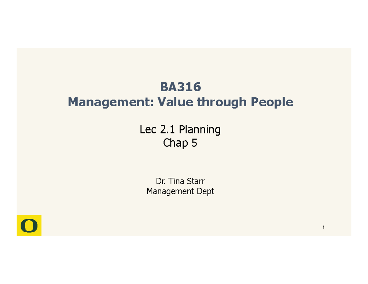 BA316 Chap 5 Planning Lec 2 Week 2 Module 2 Slides-1 - ####### 1 BA ...