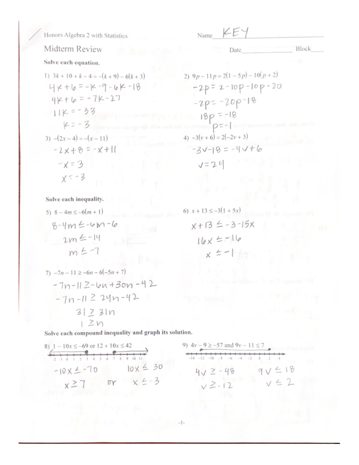 Honors Algebra 2 with Statistics - ED 422 - Studocu