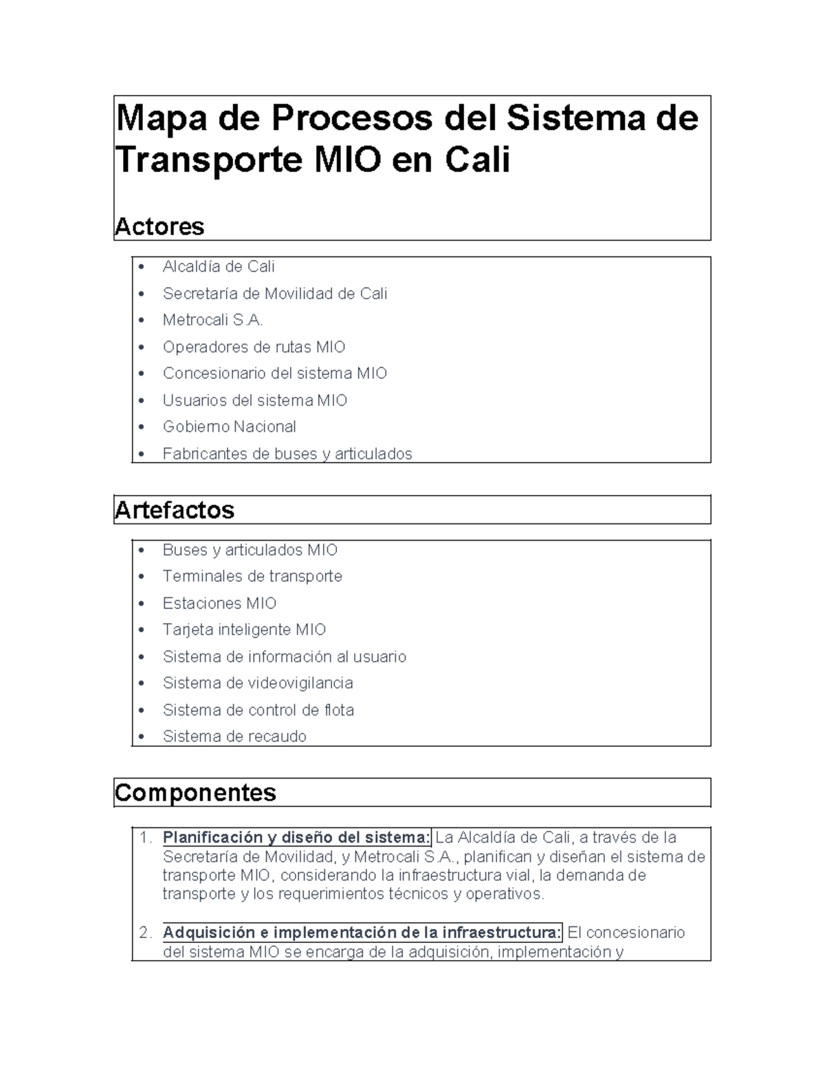 Examen 1 - mvgfghfghfkh - Mapa de Procesos del Sistema de Transporte ...