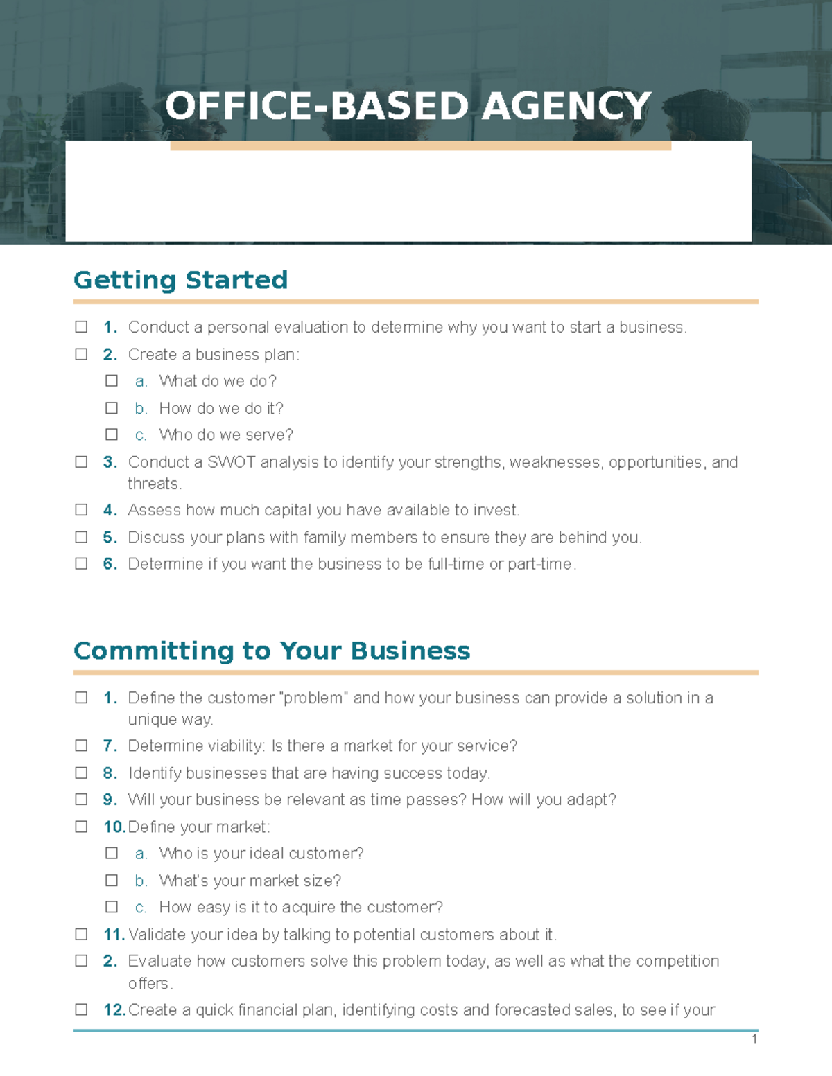 Temp 1 - Grade: A - Startup Checklist Getting Started ☐ 1. Conduct a ...
