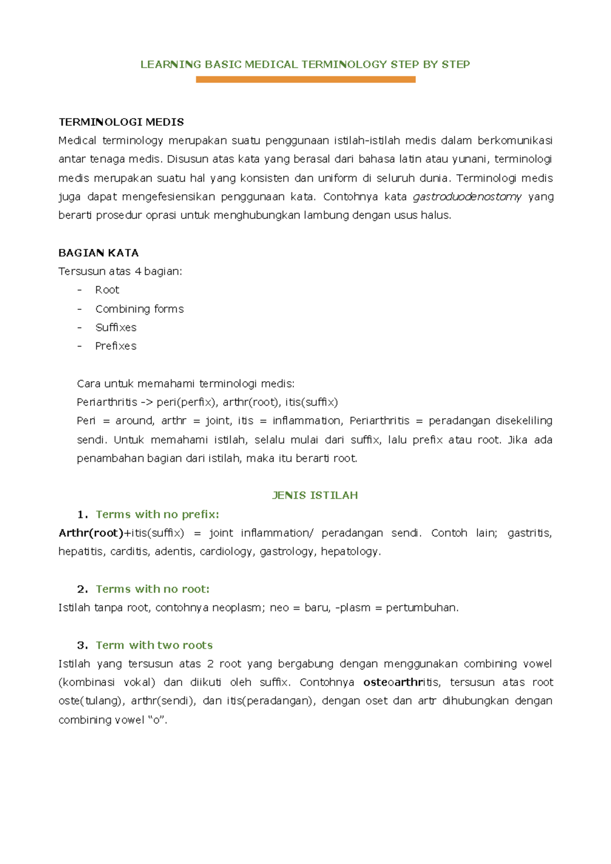 Learning medical terminology step by step - LEARNING BASIC MEDICAL ...