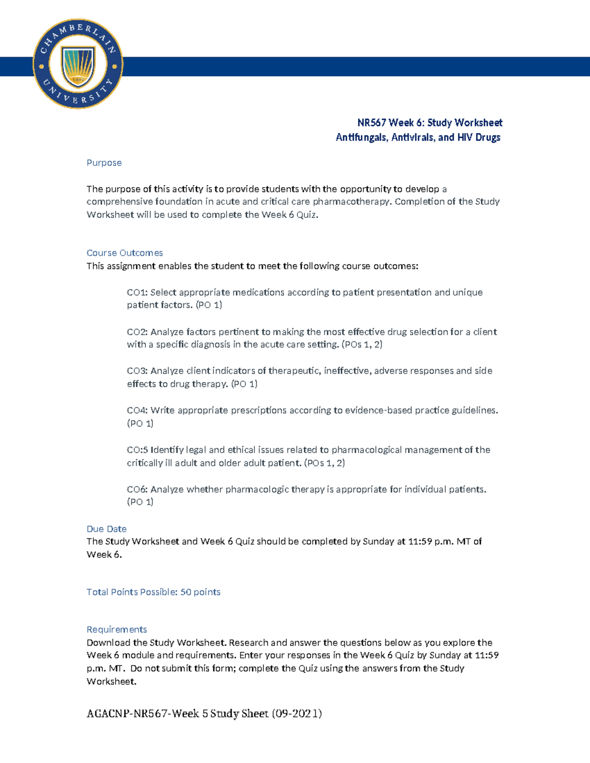 Week 6 Study Worksheet - NR567 Week 6: Study Worksheet Antifungals ...
