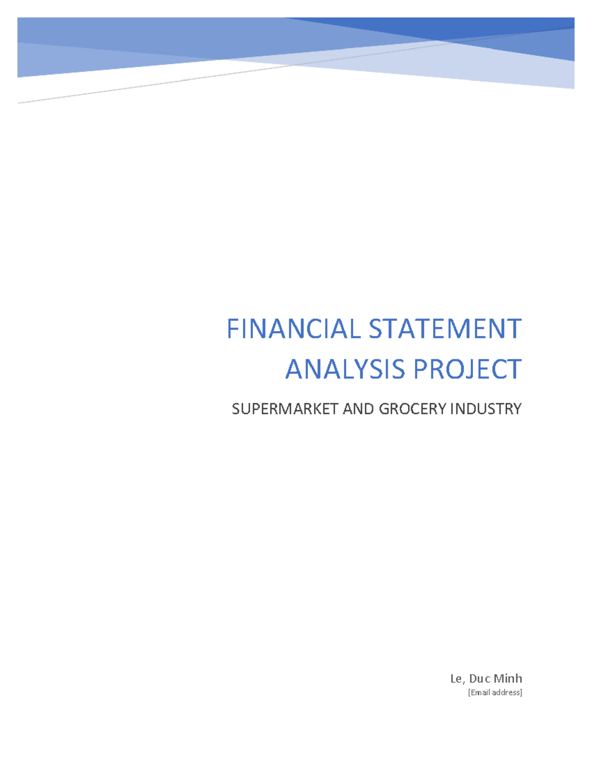 Accounting Project - FINANCIAL STATEMENT ANALYSIS PROJECT SUPERMARKET ...