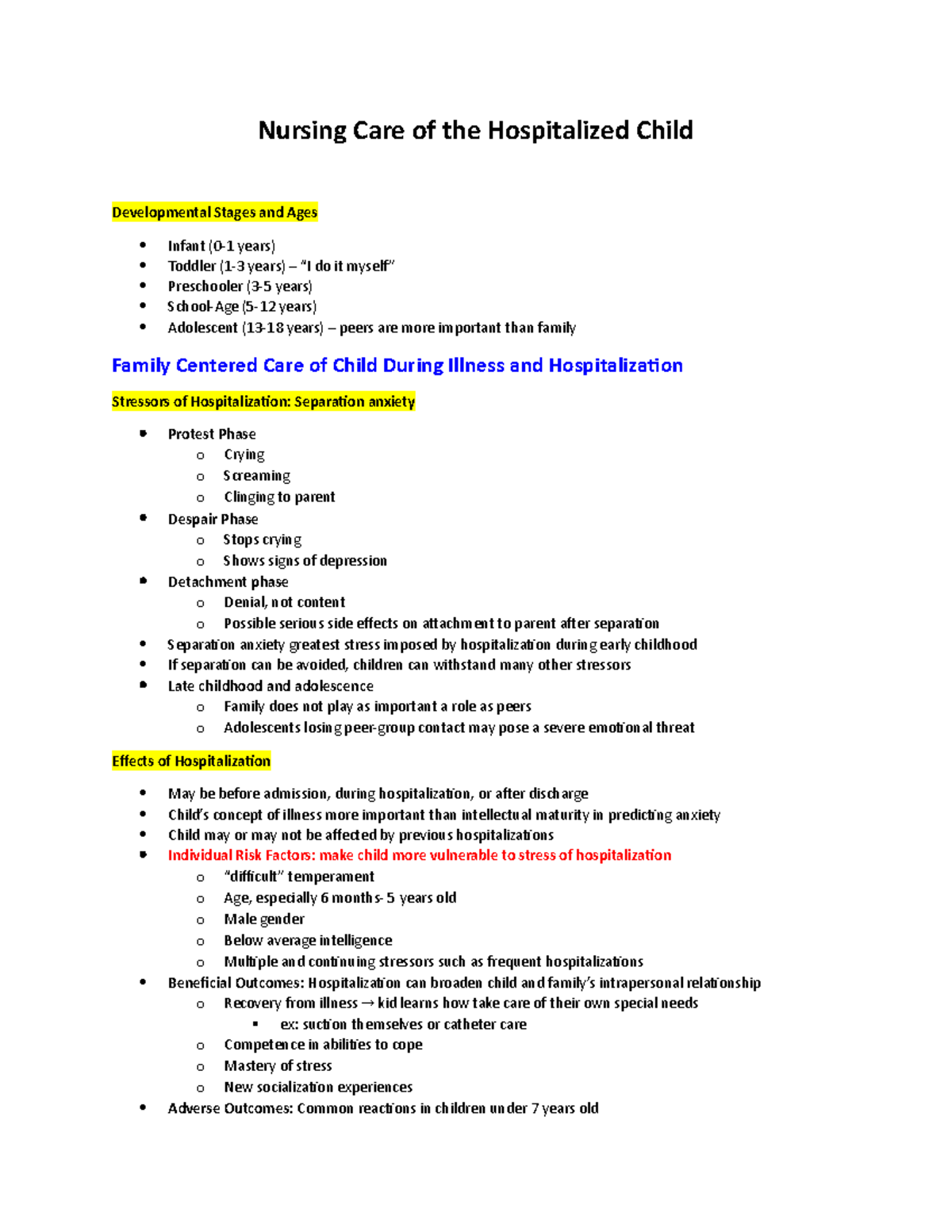 Nursing Care of the Hospitalized Child - Nursing Care of the ...