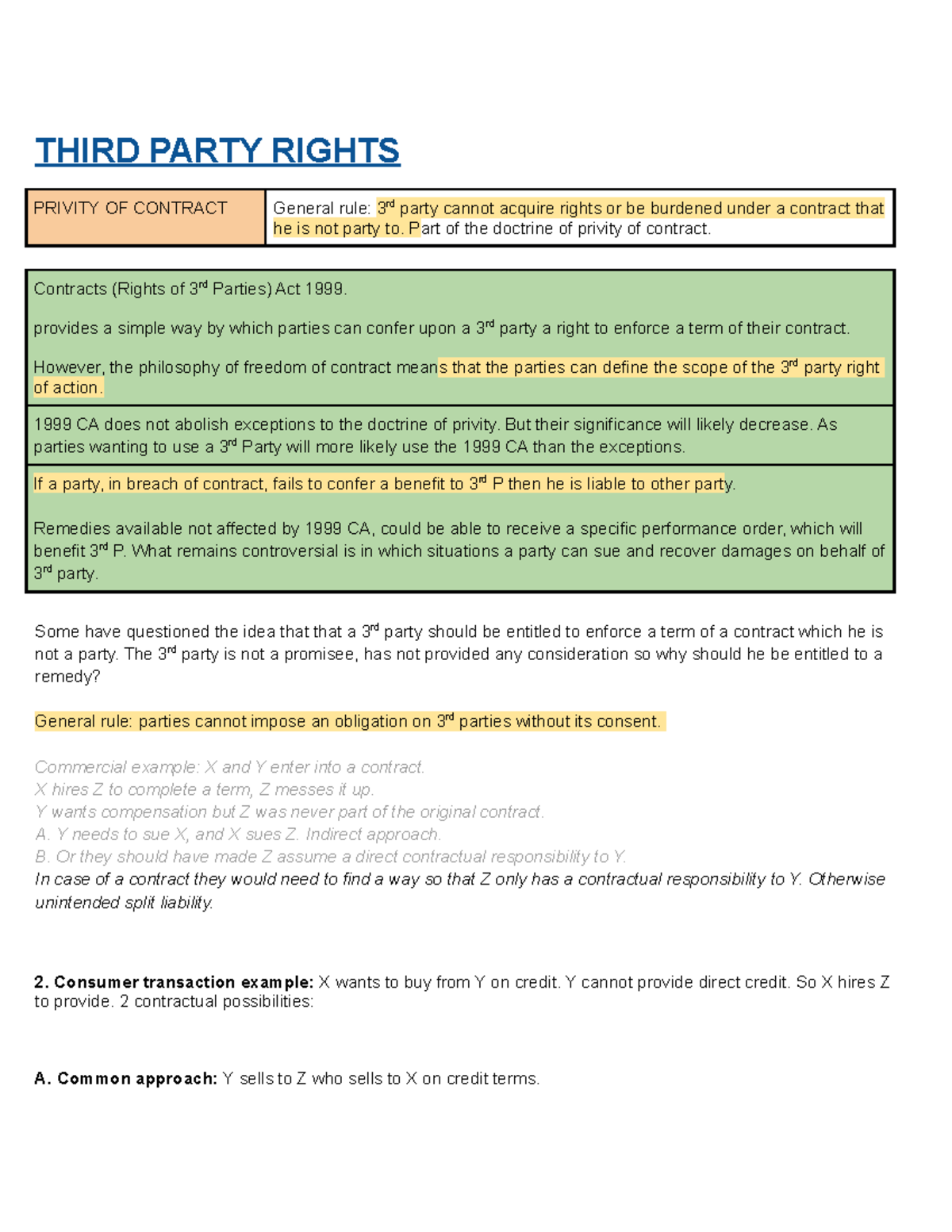 Third Party Rights for Contract Law - THIRD PARTY RIGHTS PRIVITY OF ...