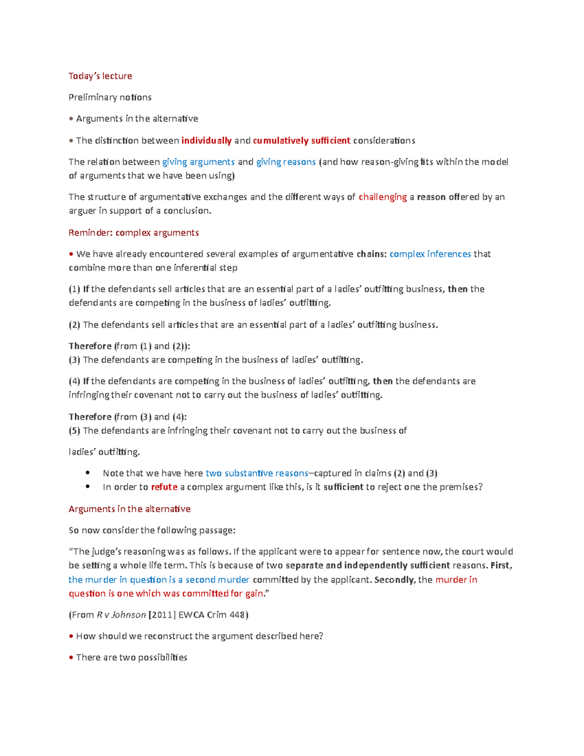 Critical Legal Thinking Lecture 13 - Today’s lecture Preliminary ...