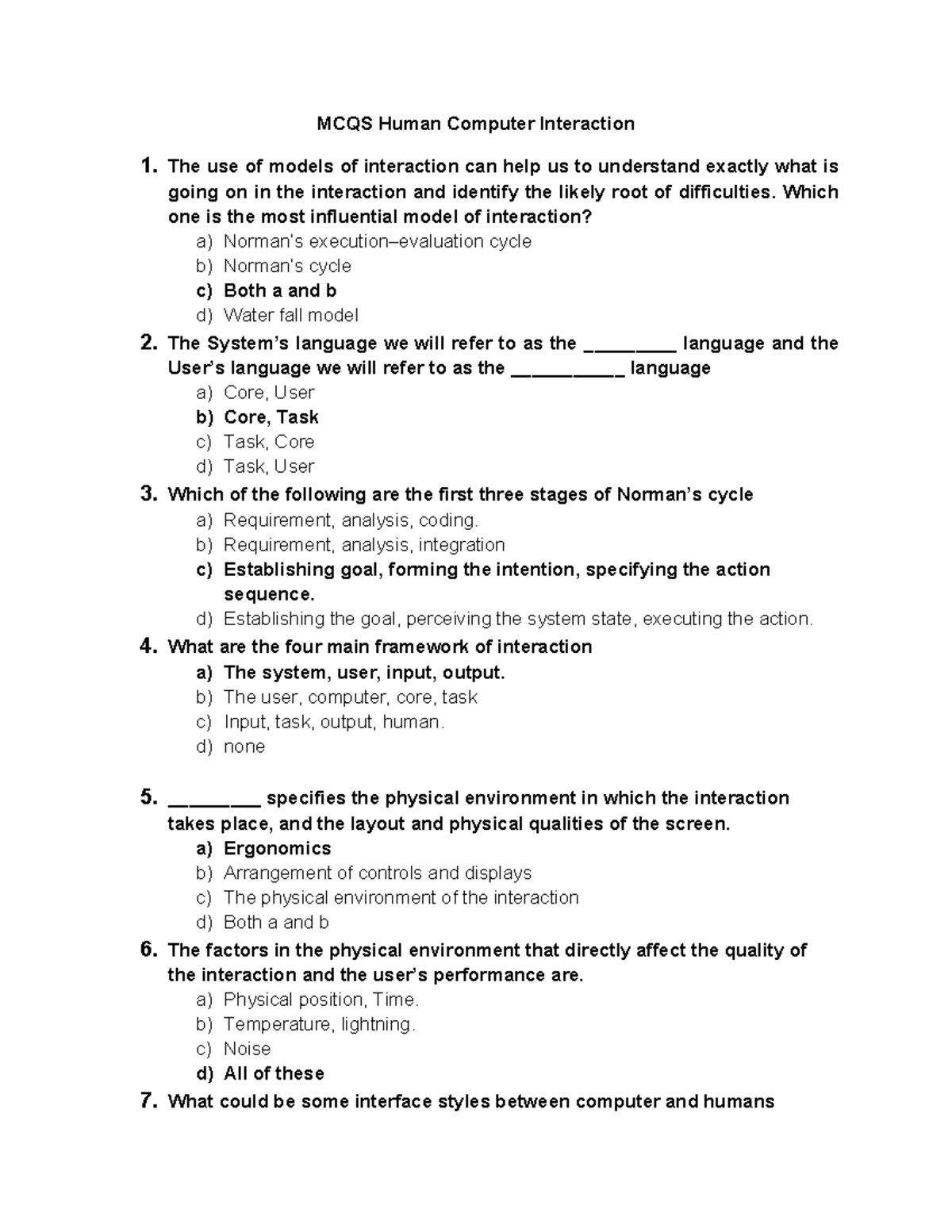 611777799 MCQS Human Computer Interaction - MCQS Human Computer Interaction 1. The use of models ...