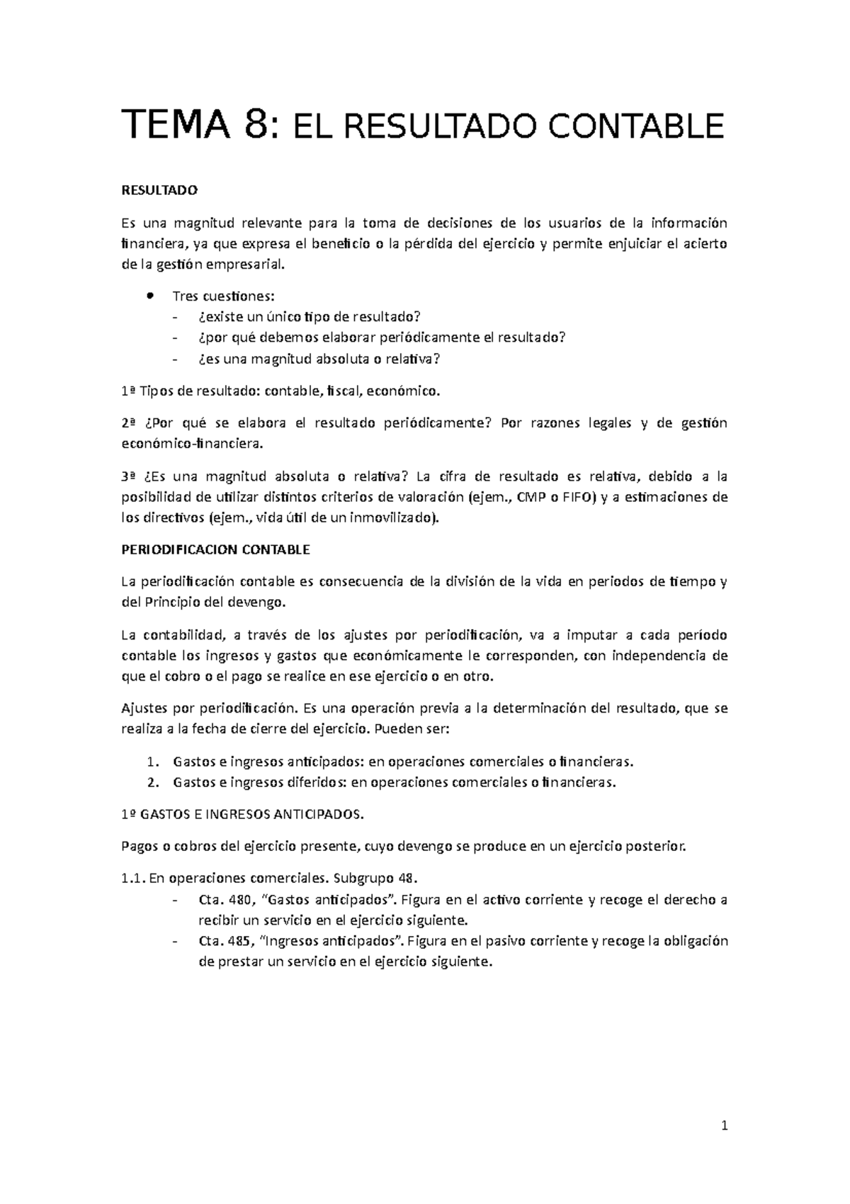 TEMA 8 - Resumen Contabilidad Financiera II - TEMA 8: EL RESULTADO ...