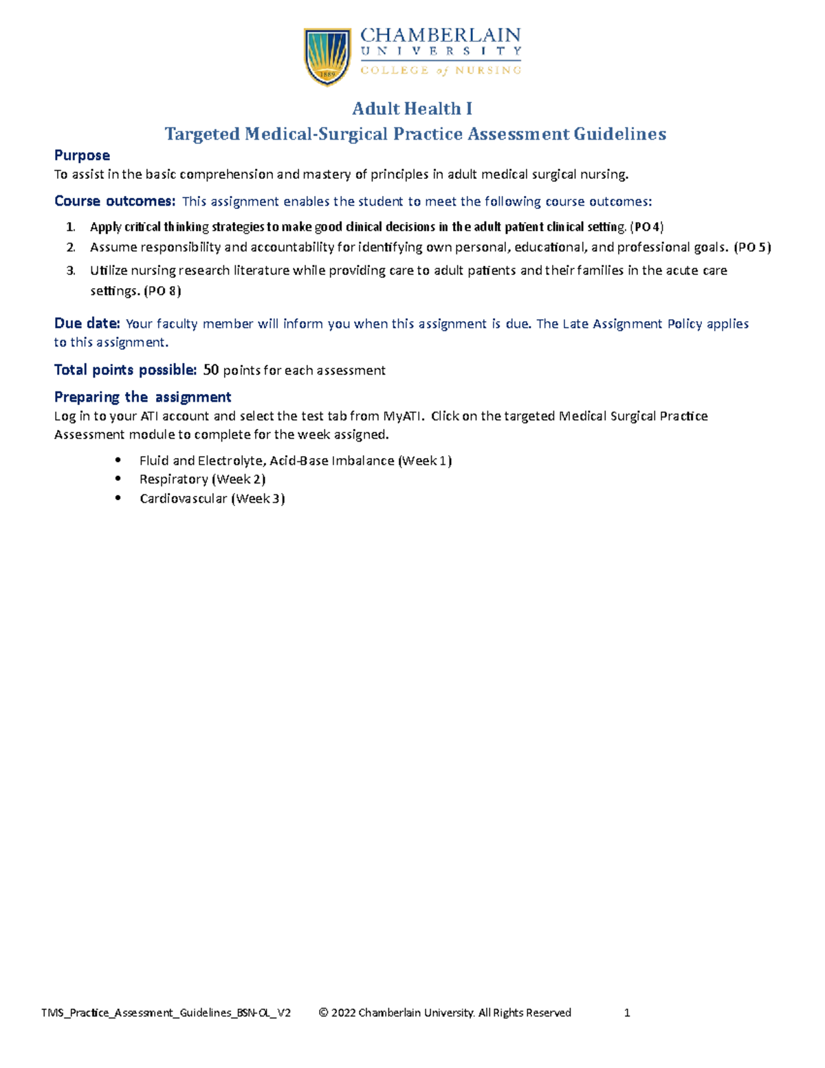 Adult Health 1 TMS Practice Assessment Guidelines BSN-OL V2 MAY22 ...