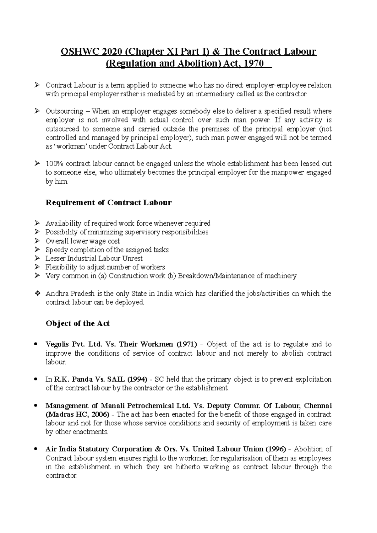 Introduction to Contract Labour - OSHWC 2020 (Chapter XI Part I) & The ...