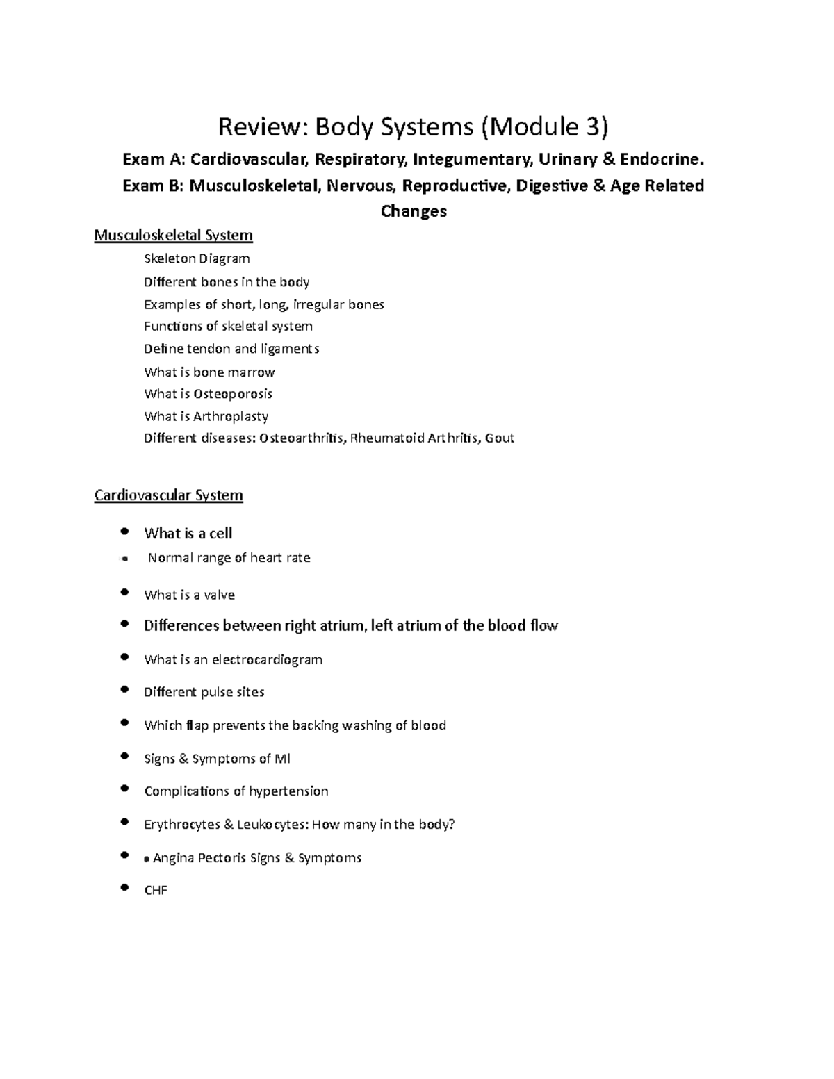 Review Final (9) - gdgs - Review: Body Systems (Module 3) Exam A ...
