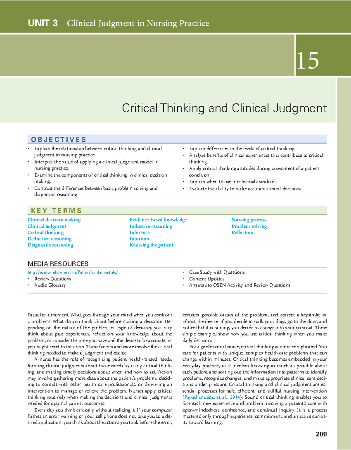 Nursing process - 209 UNIT 3 Clinical Judgment in Nursing Practice 15 ...