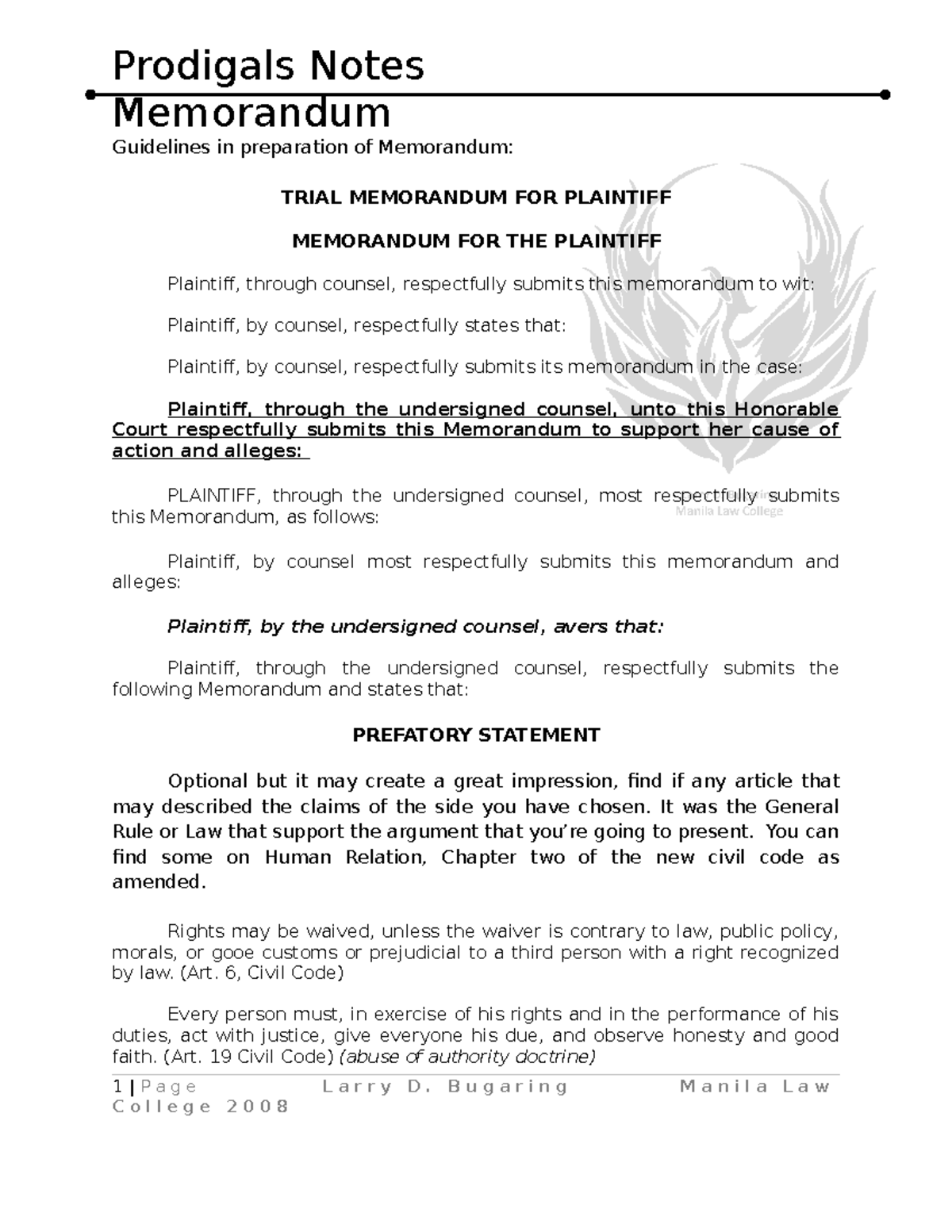 Dlscrib231312312312312 - Memorandum Guidelines in preparation of ...