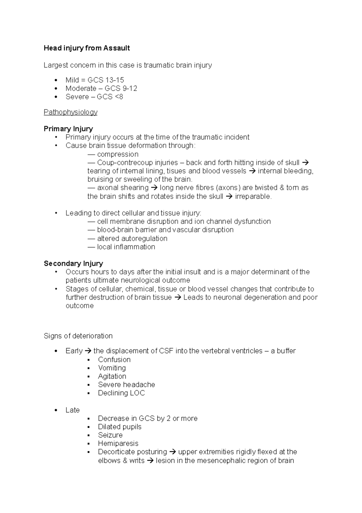 Head injury from Assault - axonal shearing long nerve fibres (axons ...