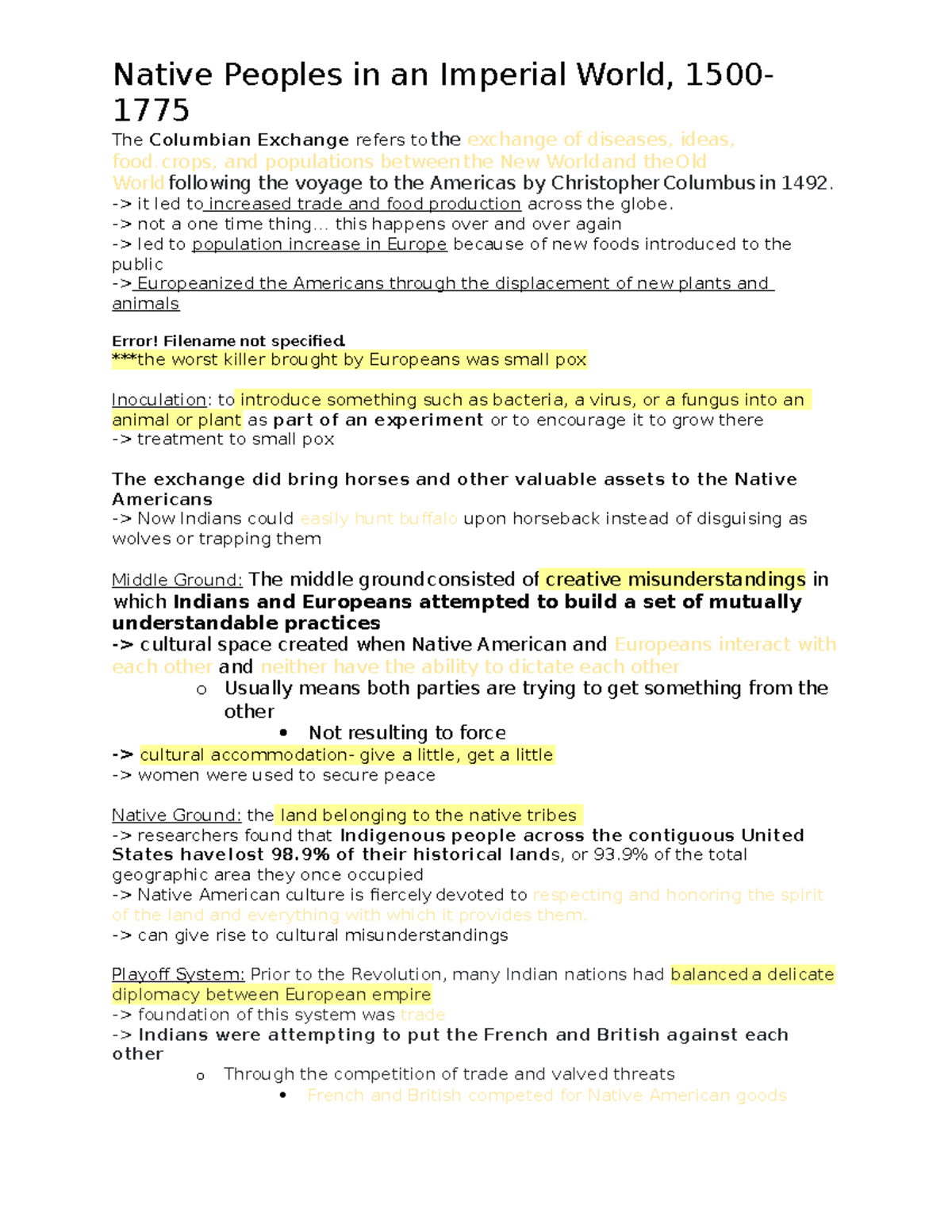 Native Peoples in an Imperial World, 1500-1775 Notes - Native Peoples ...