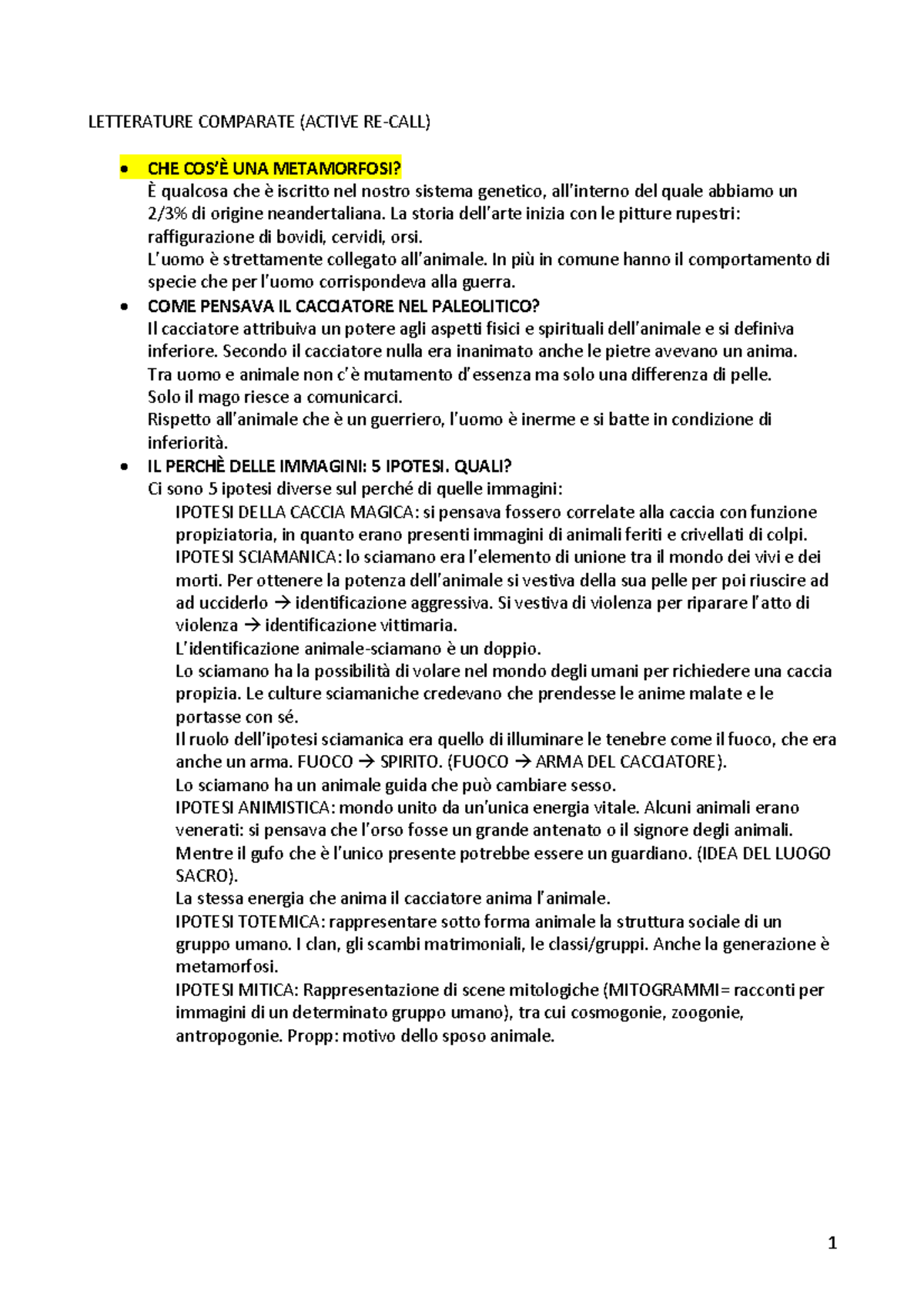 Letterature Comparate - LETTERATURE COMPARATE (ACTIVE RE-CALL) • CHE ...