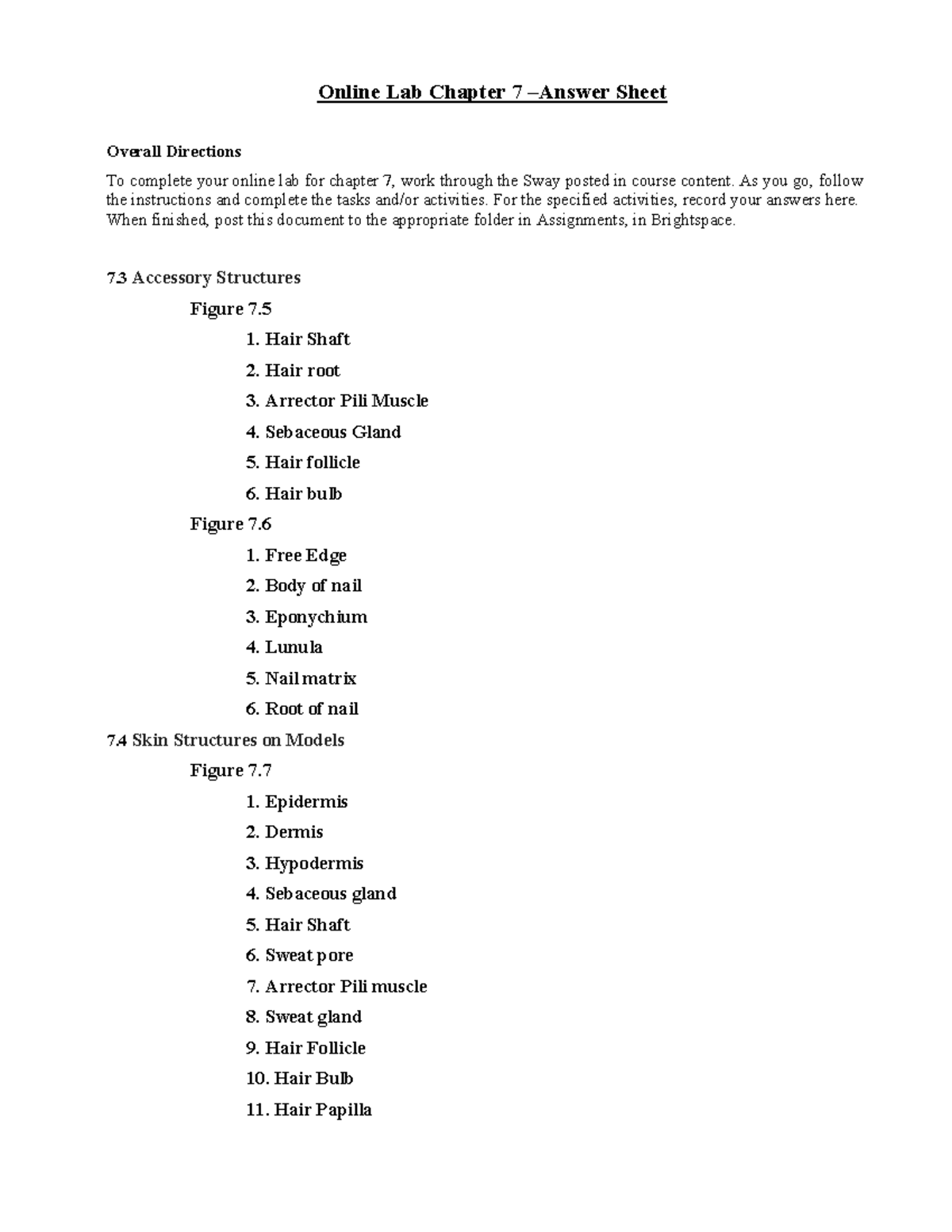 Chapter 7 - Online Lab Chapter 7 3Answer Sheet Overall Directions To ...