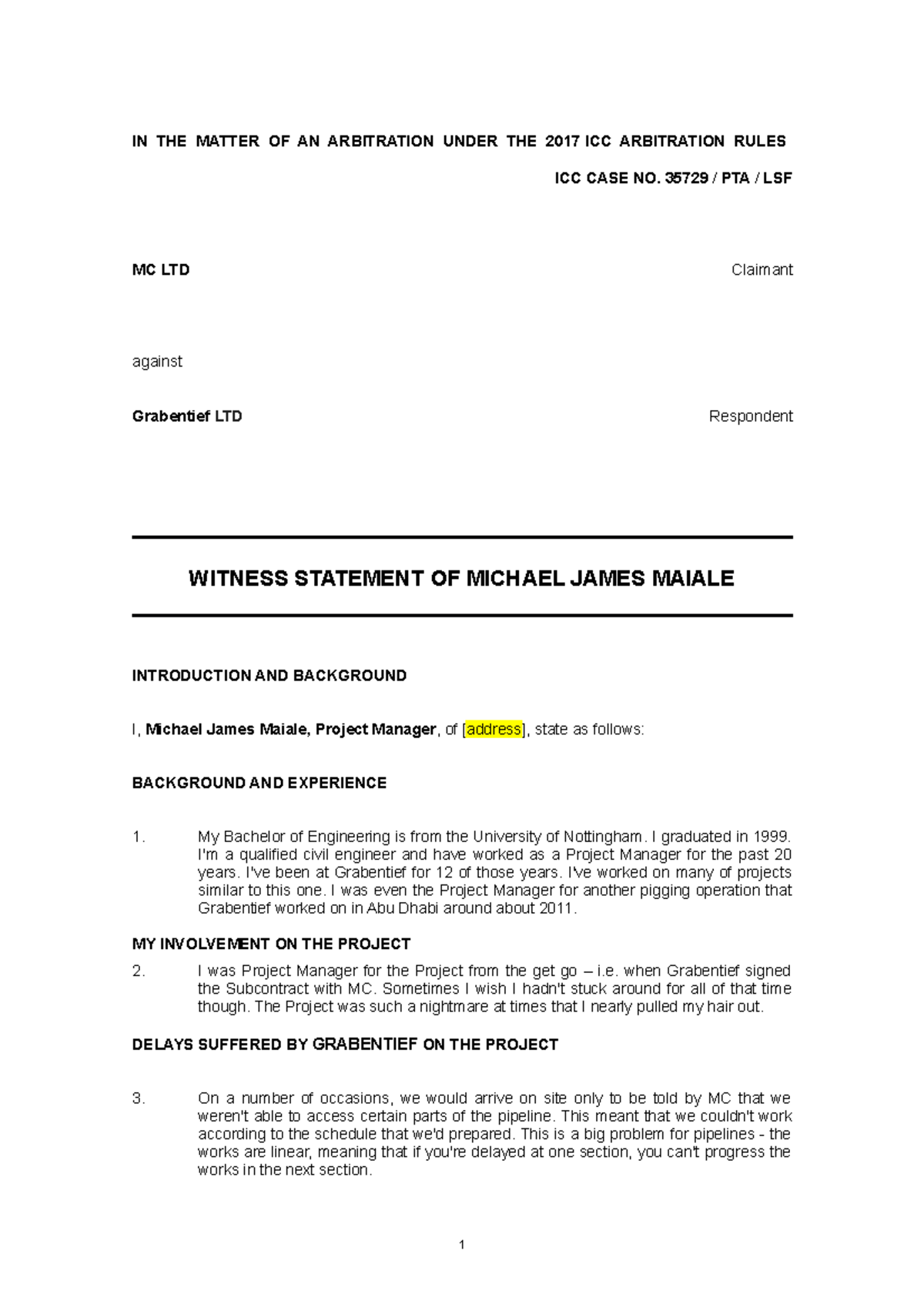 2. Template - Witness Statement of Michael James Maiale - IN THE MATTER ...