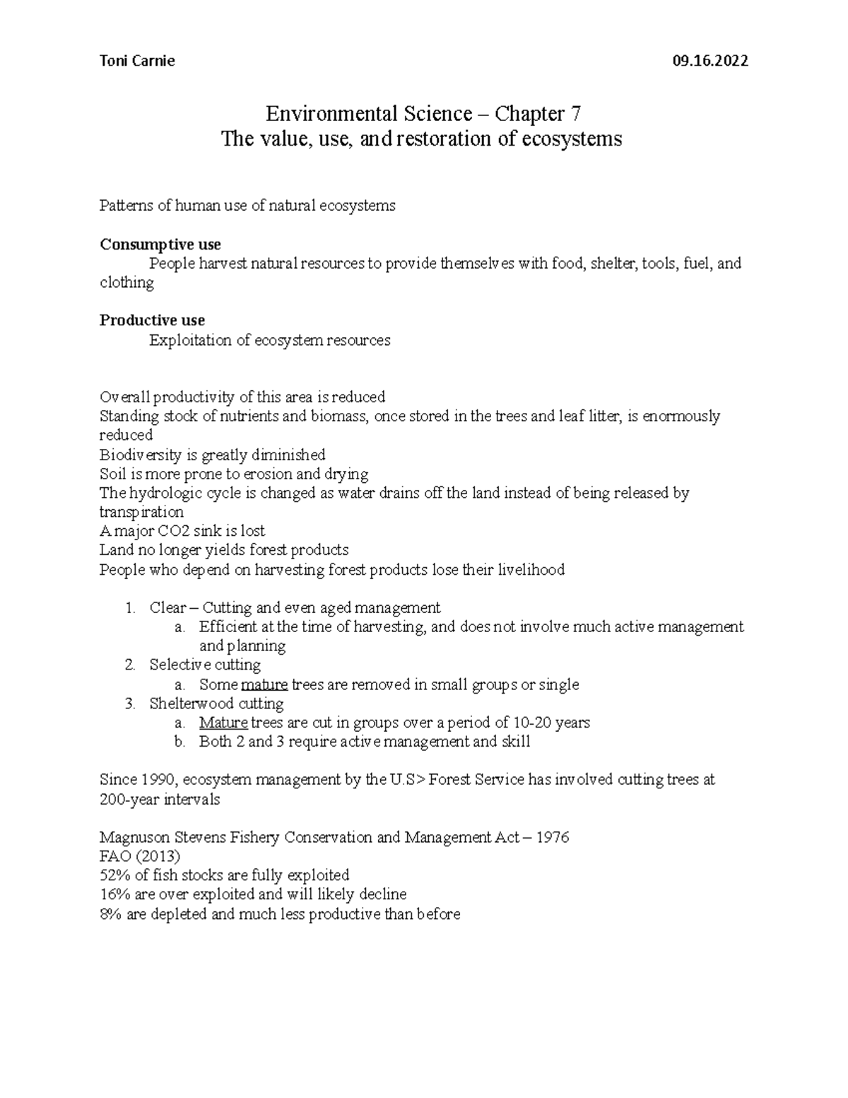 ENVS - Chapter 7 - Toni Carnie 09. Environmental Science – Chapter 7 ...