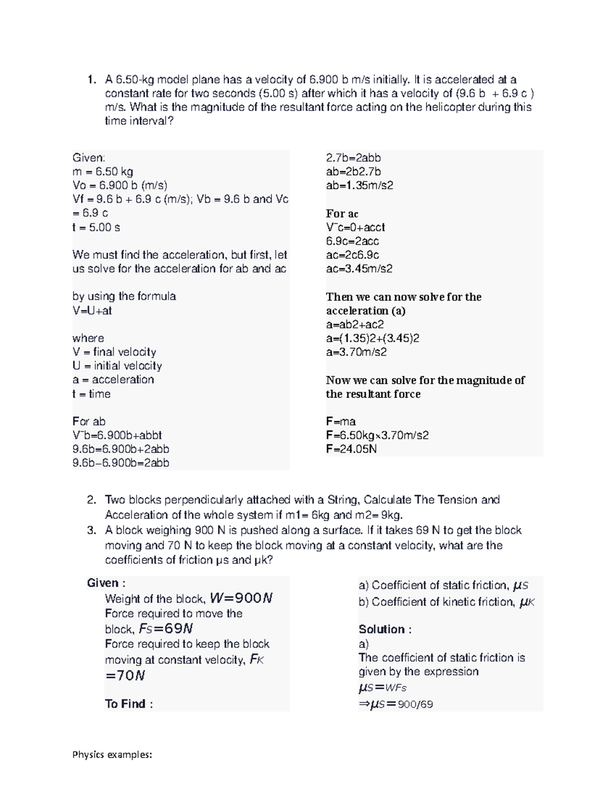 Physics problms notes - note and activity - Civil engineering - ANTEO ...