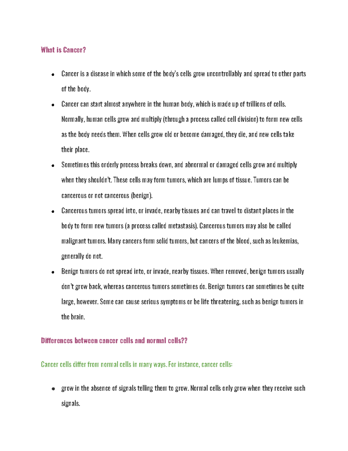 What is cancer - What is Cancer? Cancer is a disease in which some of ...