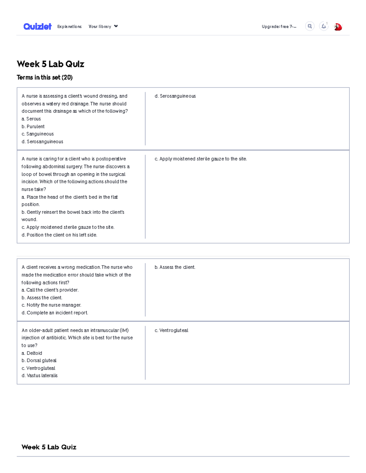 Week 5 Lab Quiz Flashcards Quizlet - Explanations Your library Upgrade: free 7-... 1 Week 5 Lab ...