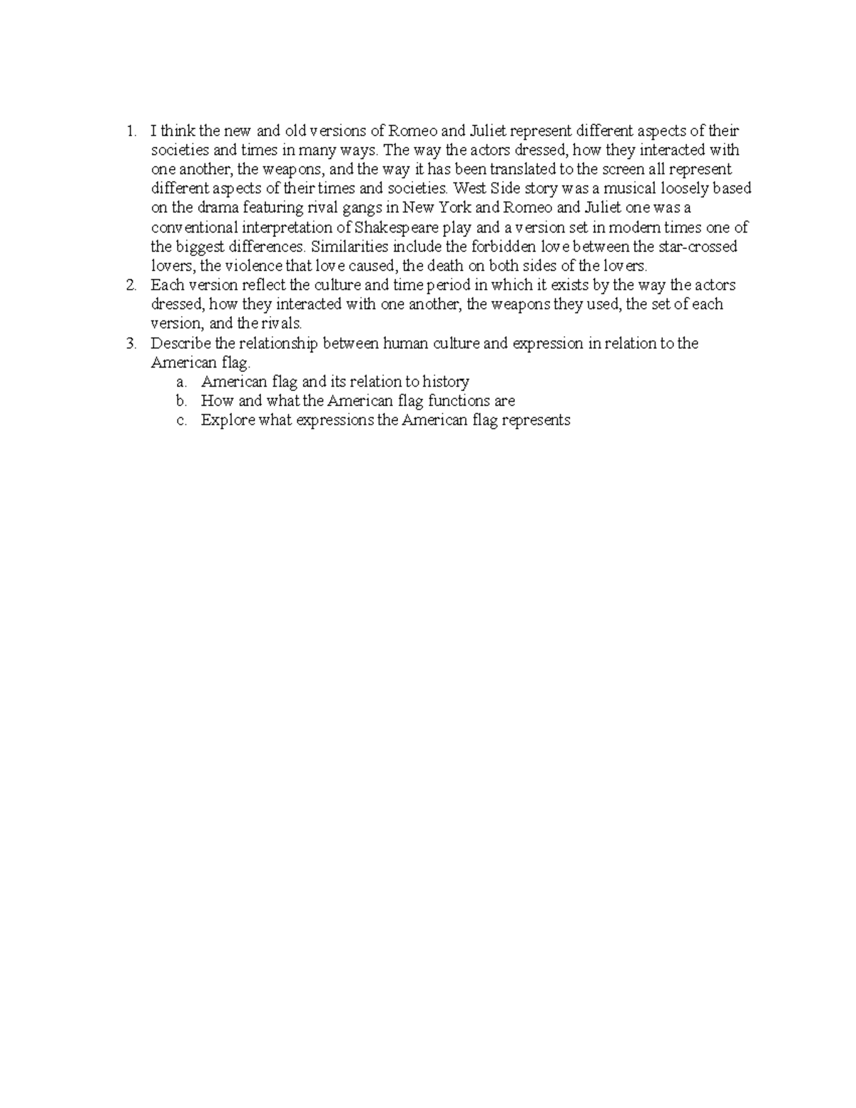 HUM 101 3-3 - For this assignment, you will respond to one set of the ...