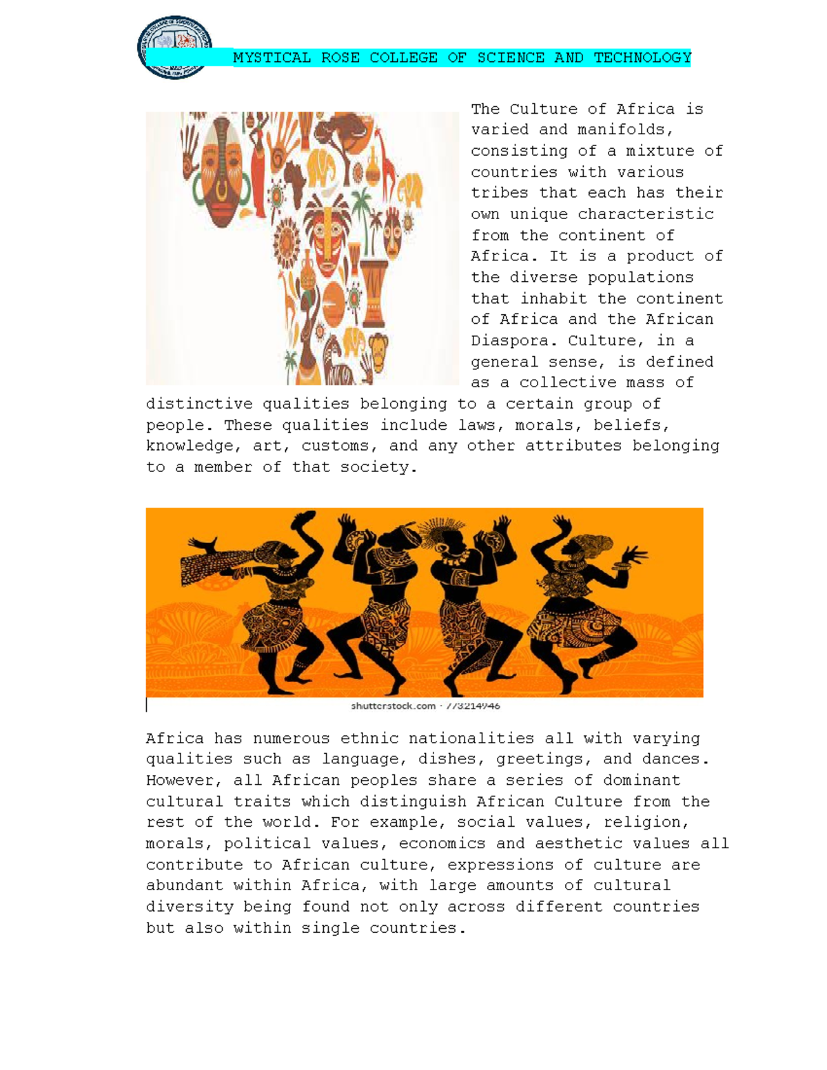 The Culture of Africa-1 - It is a product of the diverse populations ...