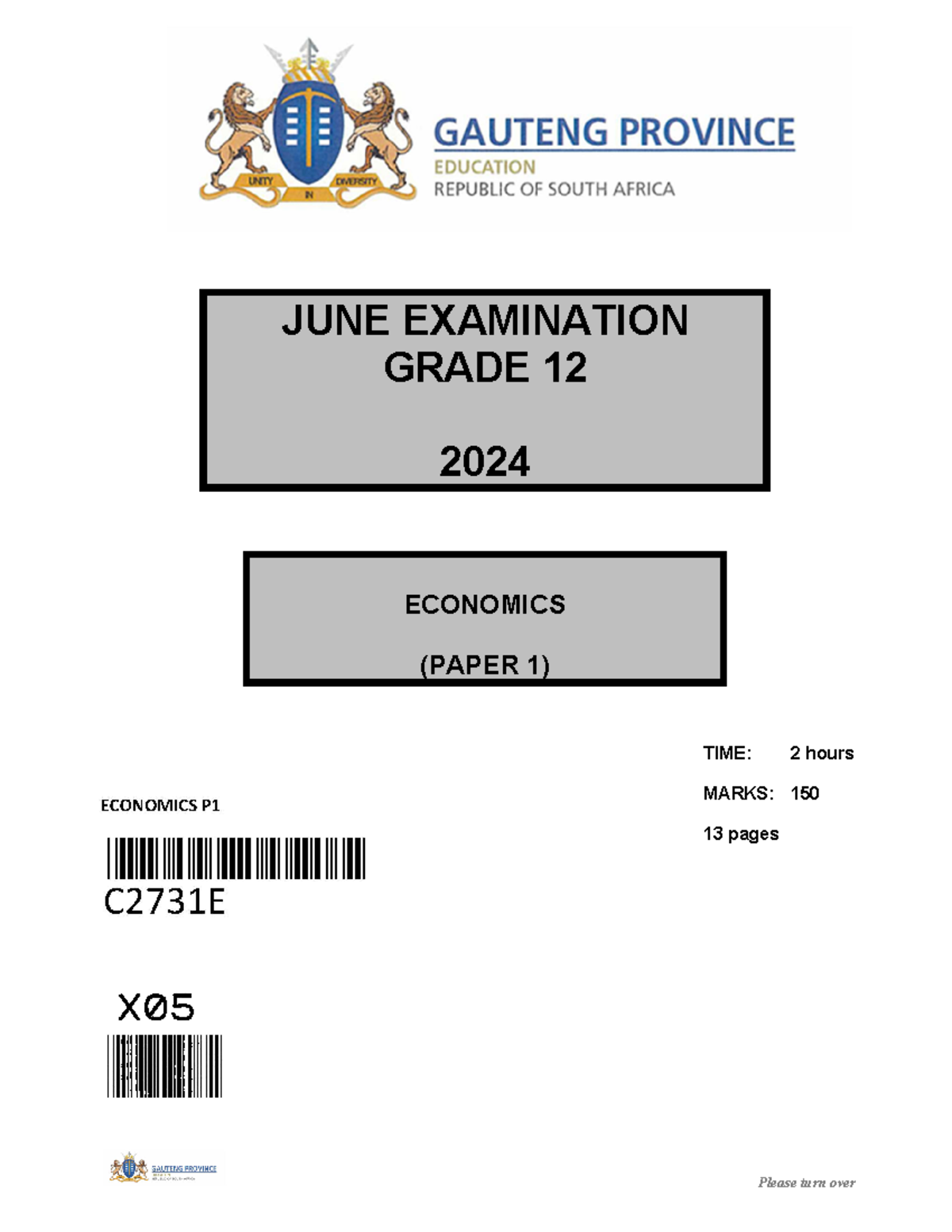 Gr 12 Economics P1 Eng x5 june - JUNE EXAMINATION GRADE 12 2024 ...
