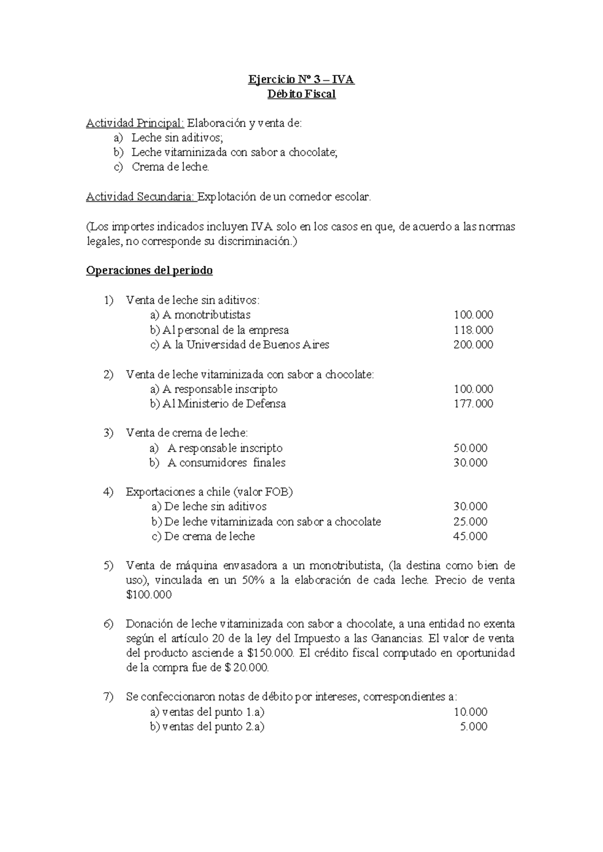 Ejercicio 03 - Débito Fiscal - Ejercicio Nº 3 – IVA Débito Fiscal ...